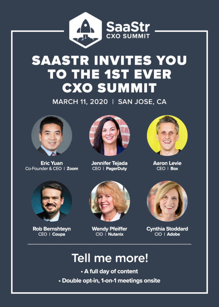 The only event that connects CEOs with top CXOs in the Cloud | SaaStr