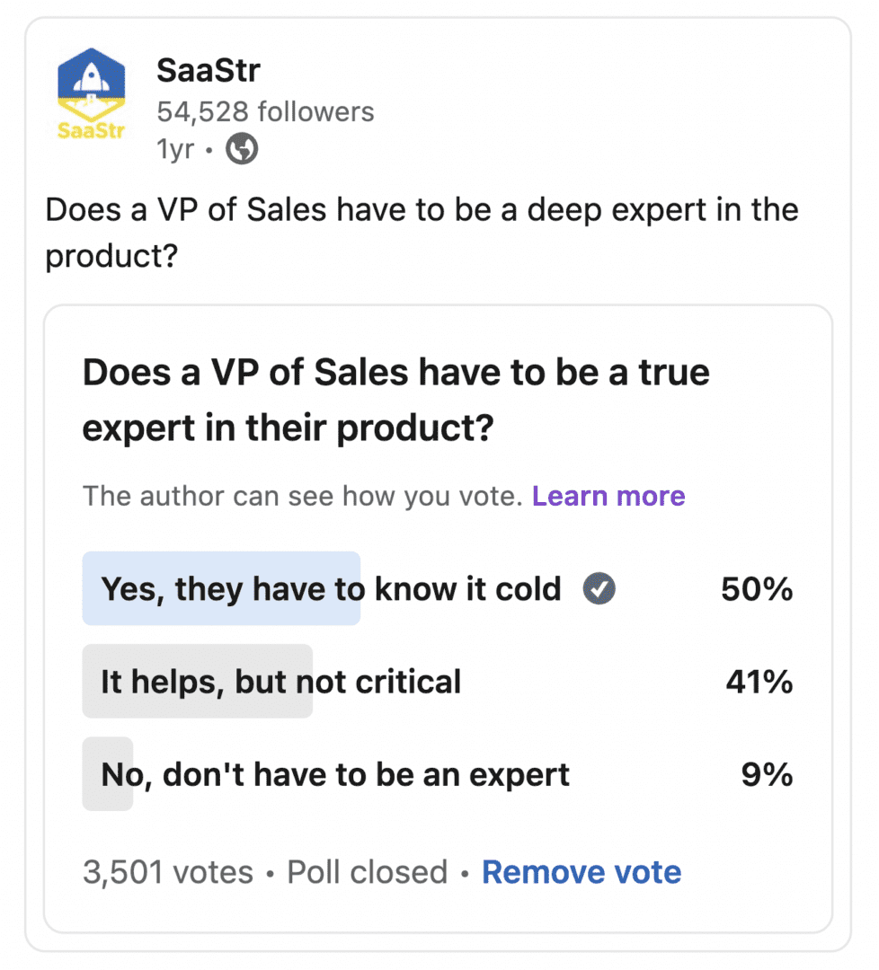 Does Your VP of Sales Need to be An Expert In Your Product? | SaaStr